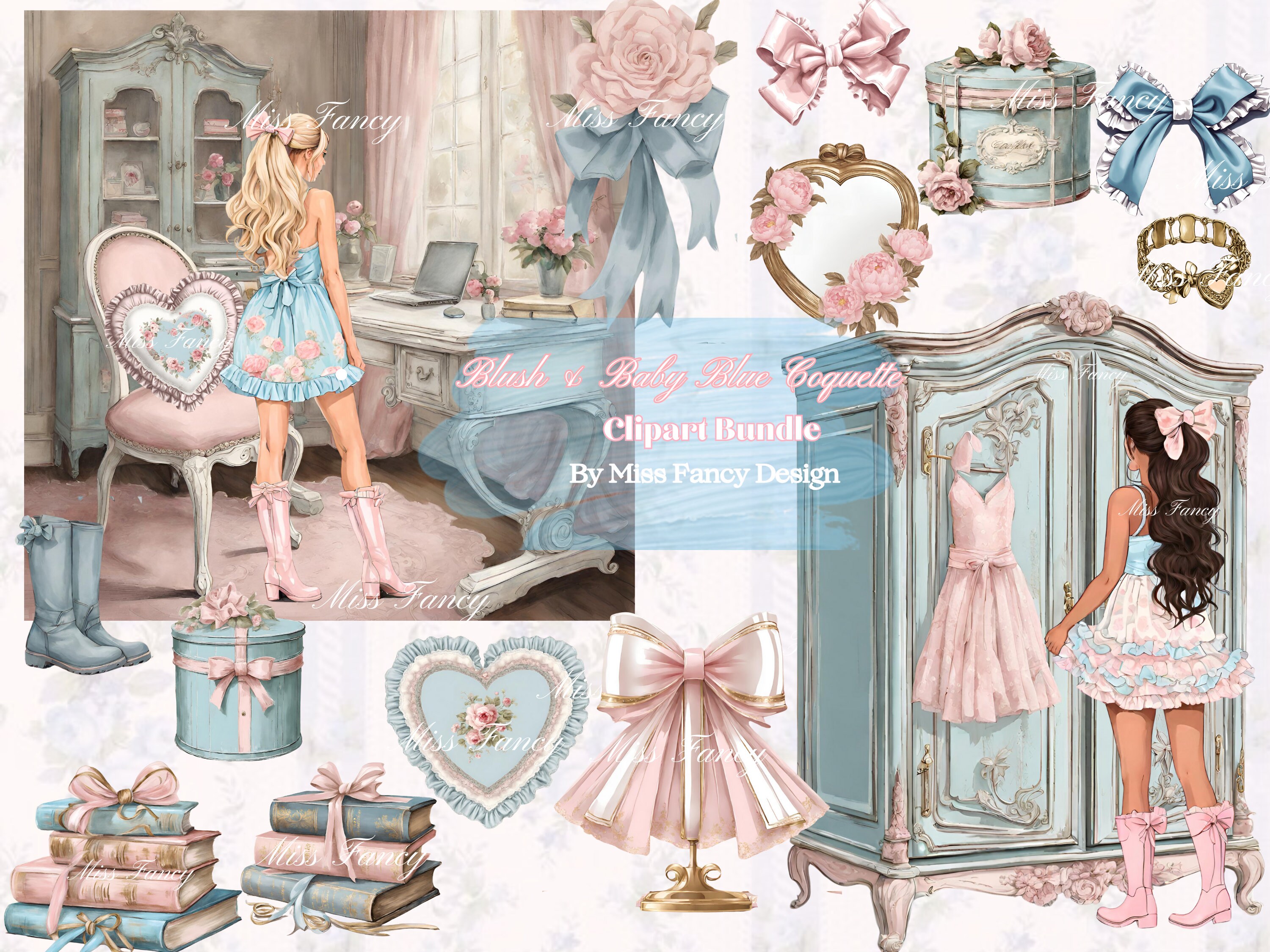 Blush & Baby Blue Coquette Bundle| Soft Girl Digital Download ...