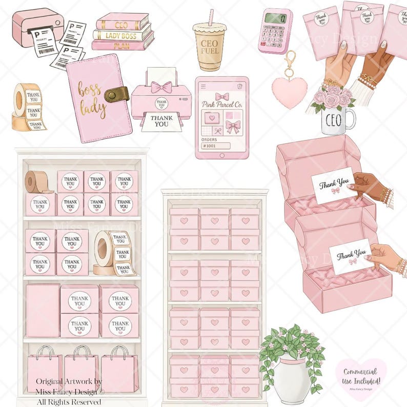 Pink Boss Girl Clipart Bundle | Feminine CEO Graphics (commercial Use ...