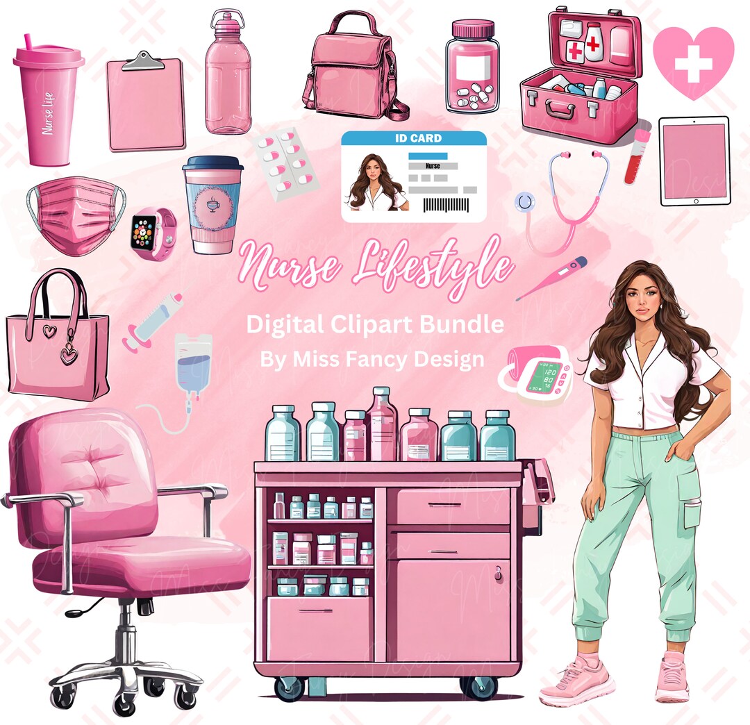 Nurse Day in the Life Digital Clipart Bundle|cute and Girly Healthcare ...
