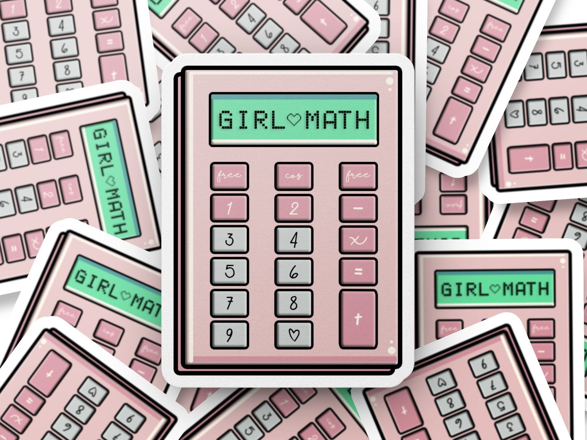 Girl Math Pink Calculator Sticker Cute and Functional Sticker for ...