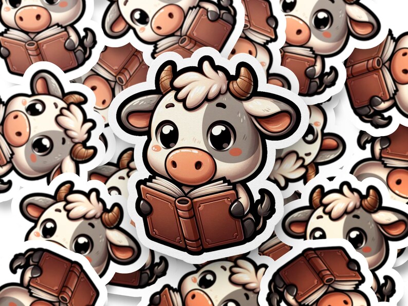 Cute Cow Reading a Book Sticker - Adorable Farm Animal Sticker - Etsy