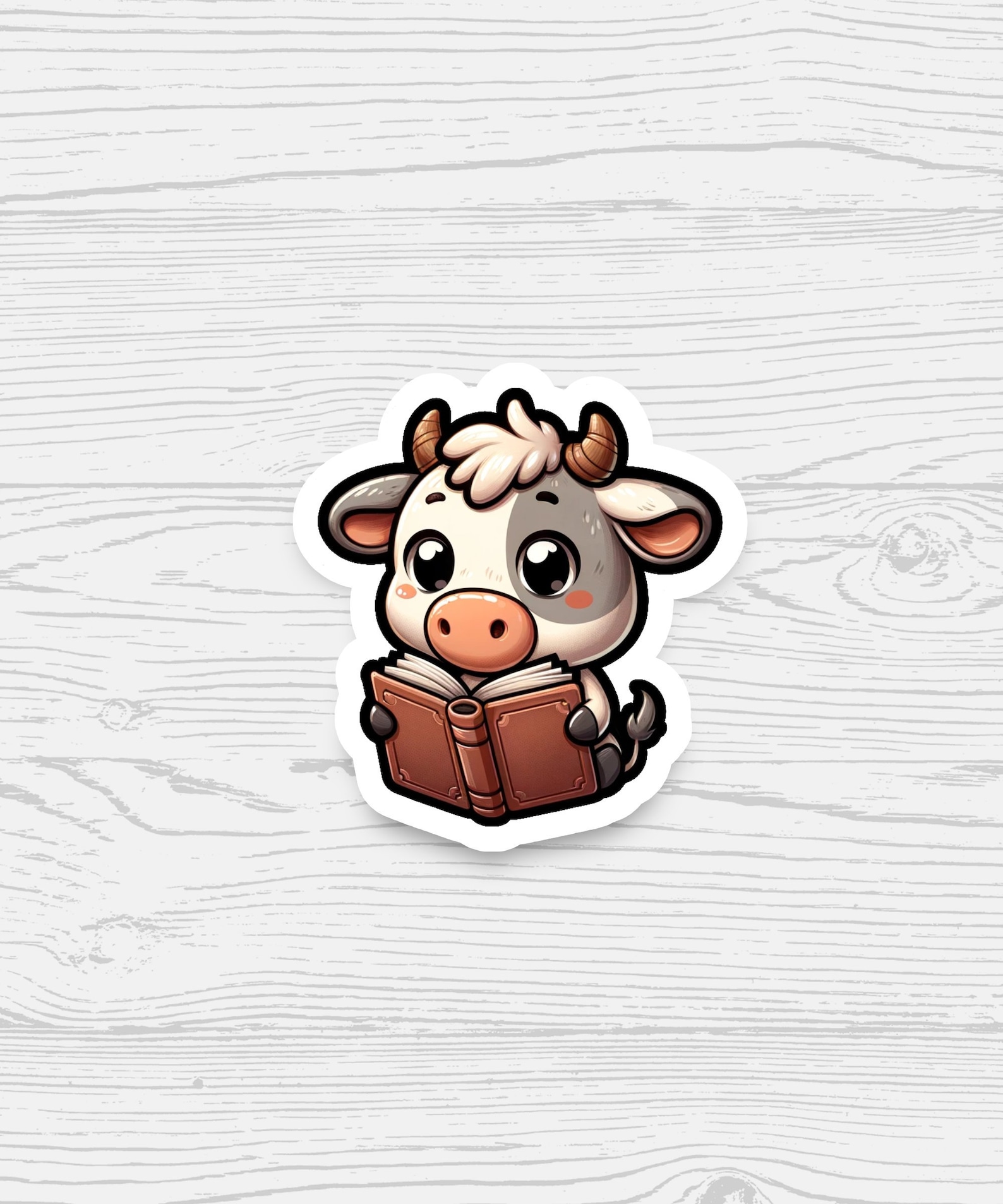 Cute Cow Reading a Book Sticker Adorable Farm Animal Sticker - Etsy
