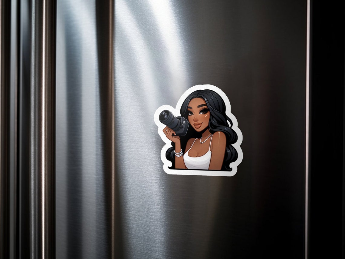Black Woman Photographer Vlogger Sticker, Creative Content Creator ...