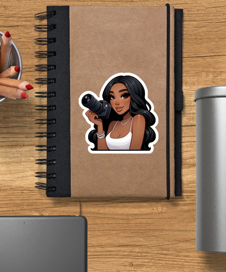 Black Woman Photographer Vlogger Sticker, Creative Content Creator ...