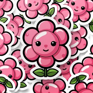 Cute Pink Flower Sticker - Whimsical Floral Accent - Etsy