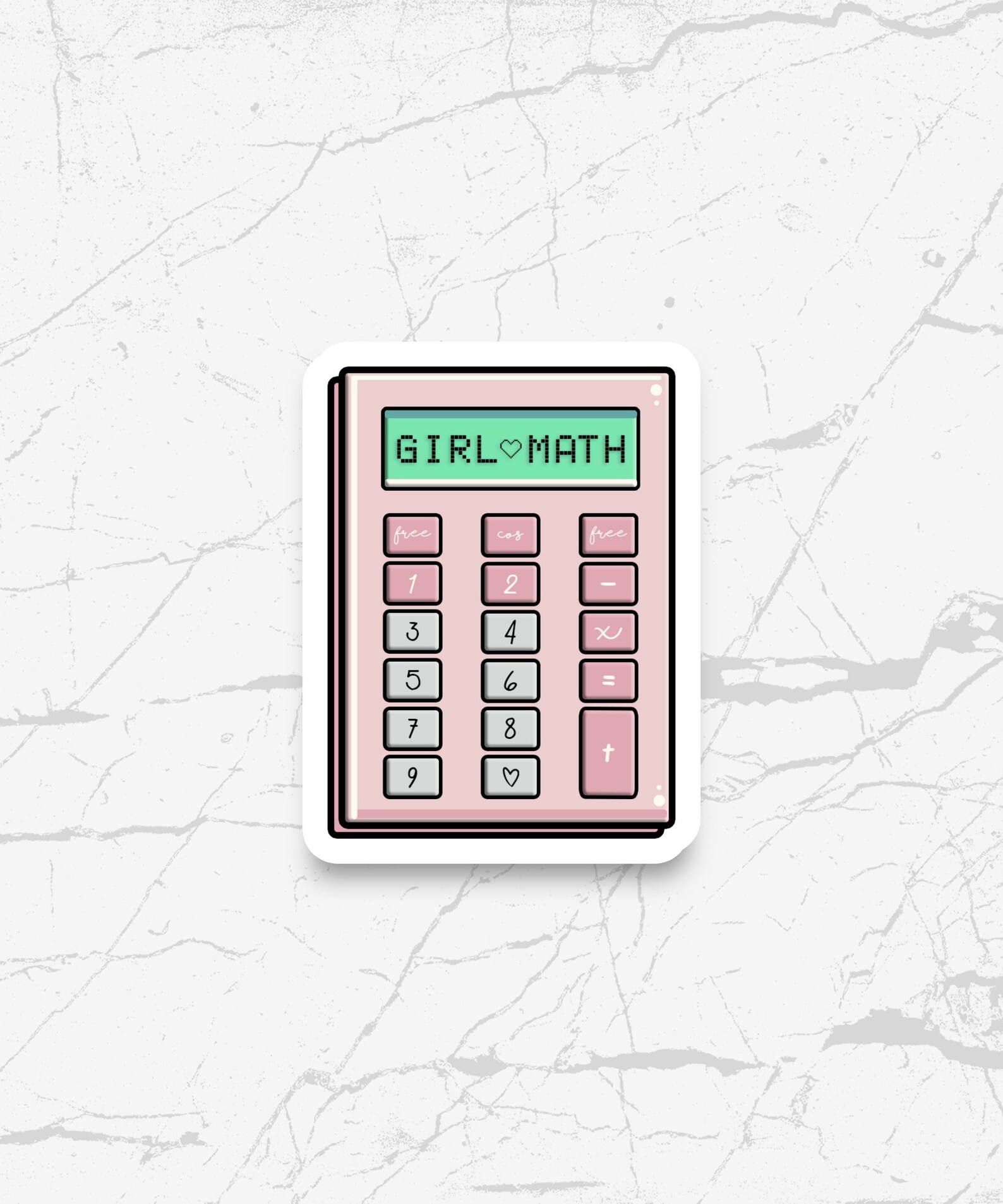 Girl Math Pink Calculator Sticker Cute and Functional Sticker for ...