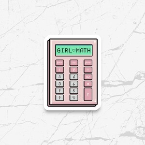 Girl Math Pink Calculator Sticker - Cute and Functional Sticker for ...