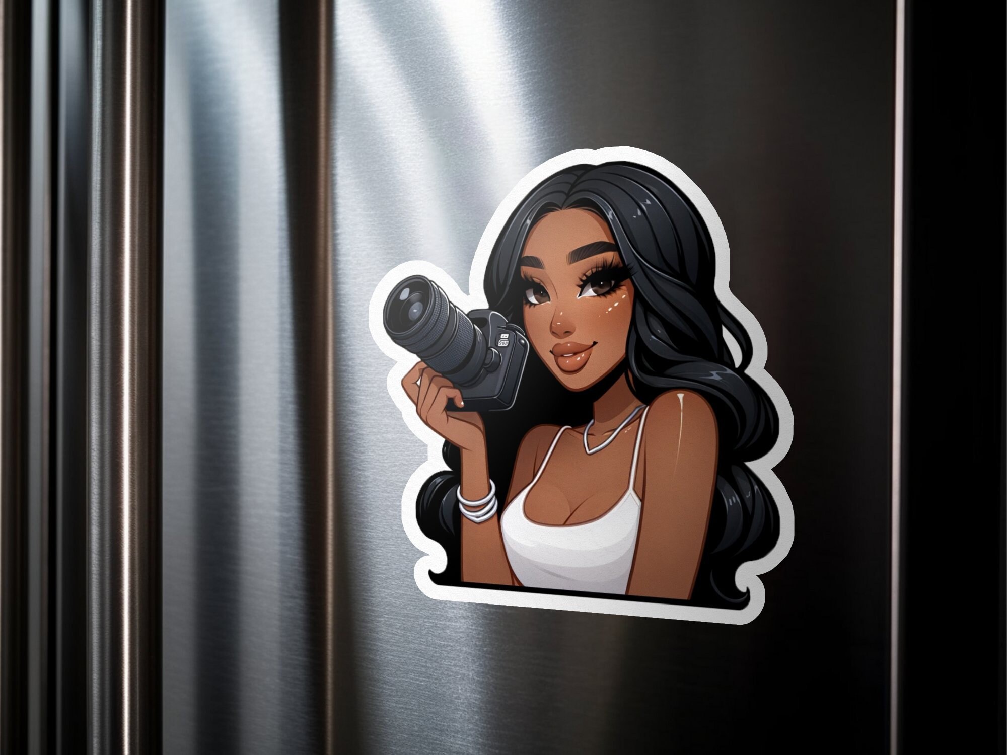 Black Woman Photographer Vlogger Sticker, Creative Content Creator ...