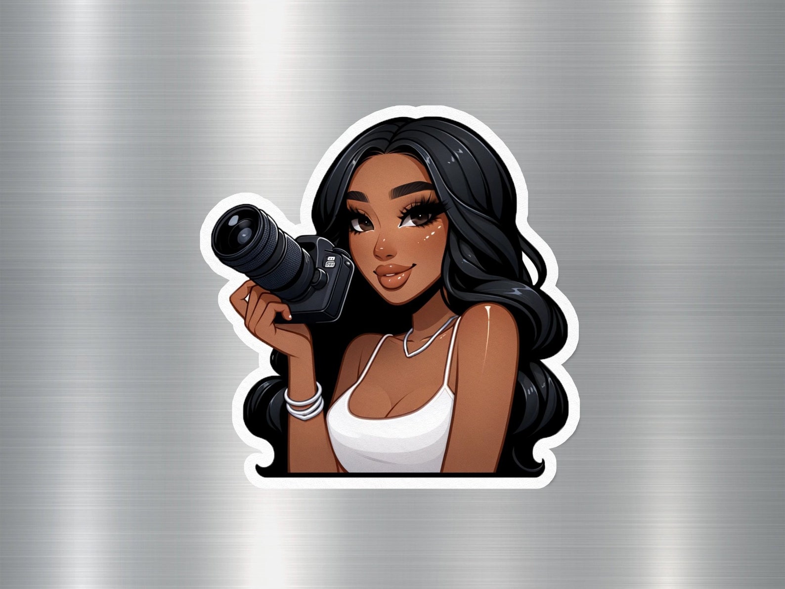 Black Woman Photographer Vlogger Sticker, Creative Content Creator ...