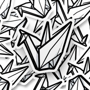 Paper Crane Bird Origami Sticker - Whimsical Crafty Sticker for Art ...