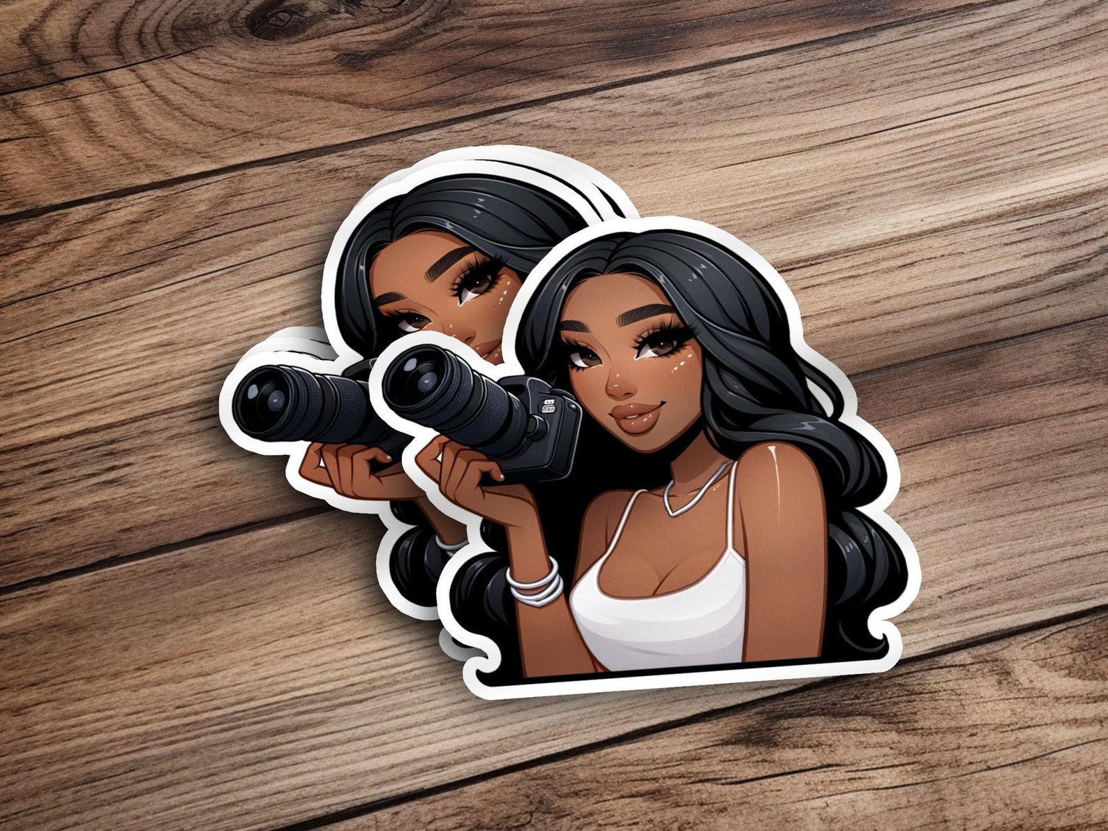 Black Woman Photographer Vlogger Sticker, Creative Content Creator ...