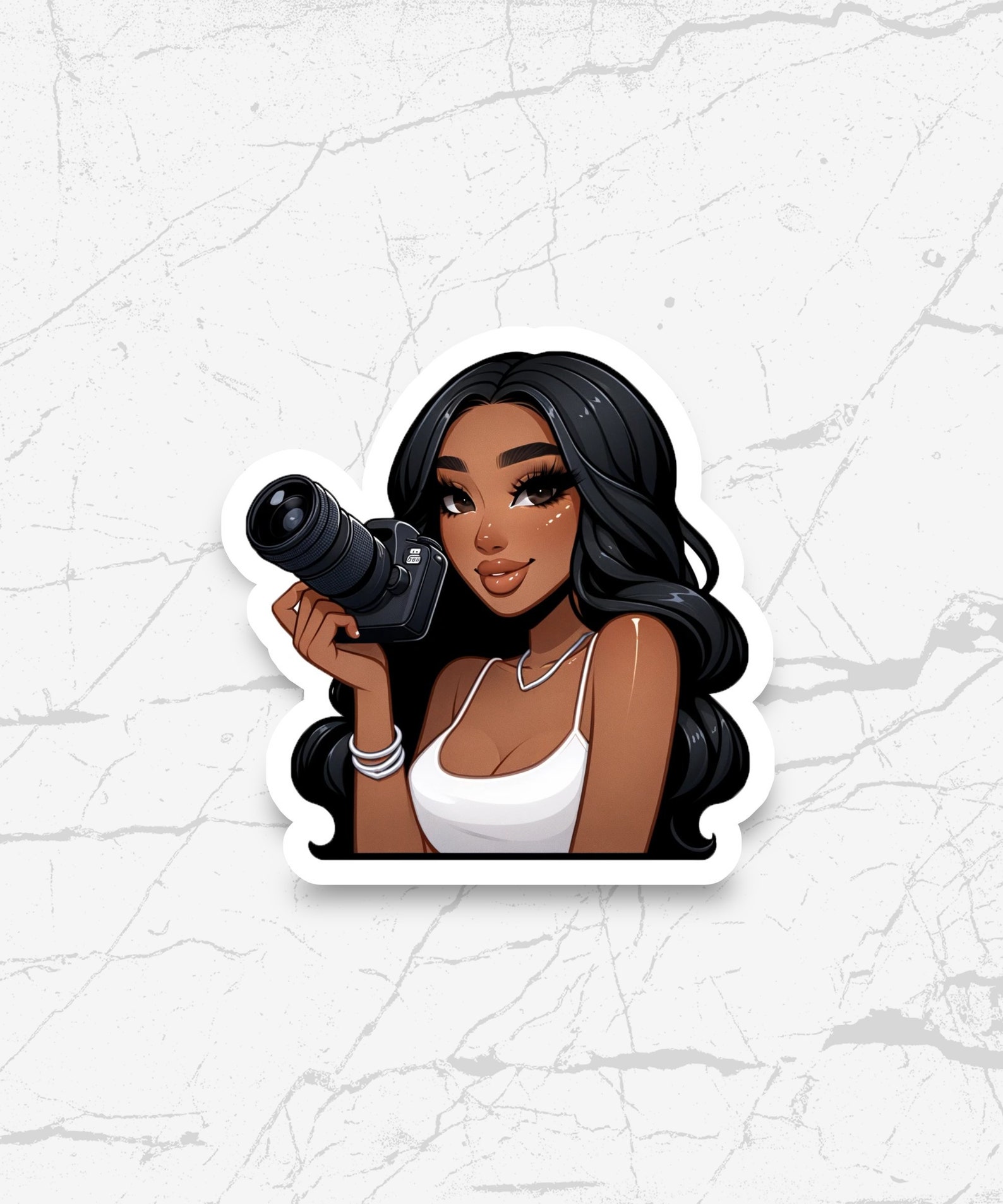 Black Woman Photographer Vlogger Sticker, Creative Content Creator ...