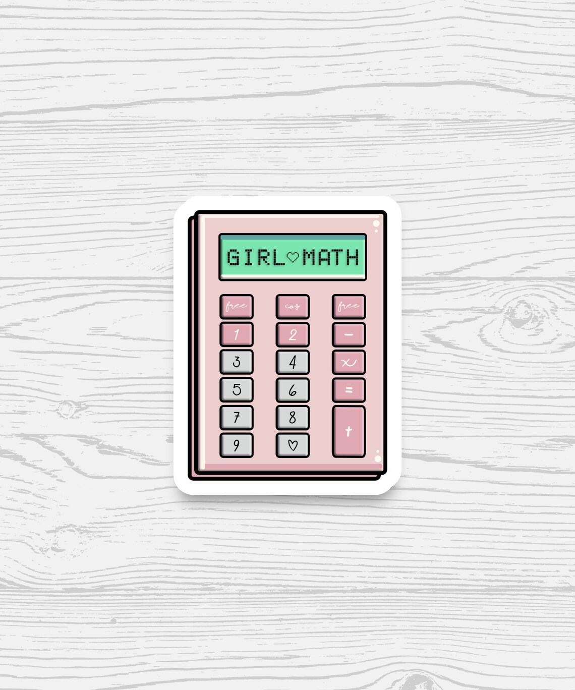 Girl Math Pink Calculator Sticker Cute and Functional Sticker for ...