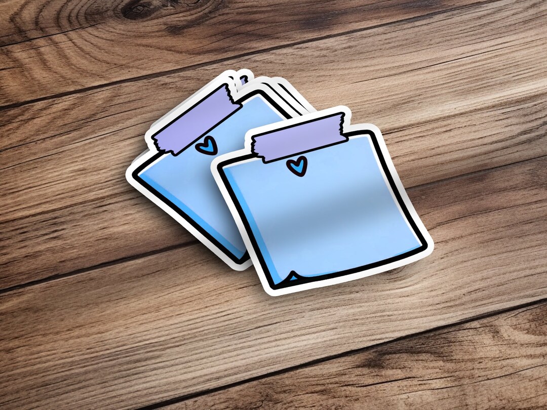 Blue Sticky Note Sticker - Decorative Memo Pad Adhesive Labels, Office ...