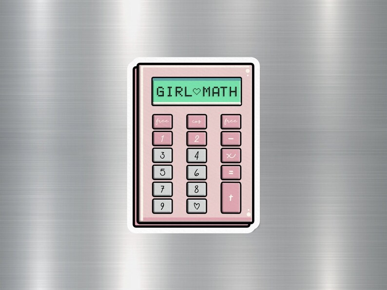 Girl Math Pink Calculator Sticker Cute and Functional Sticker for ...