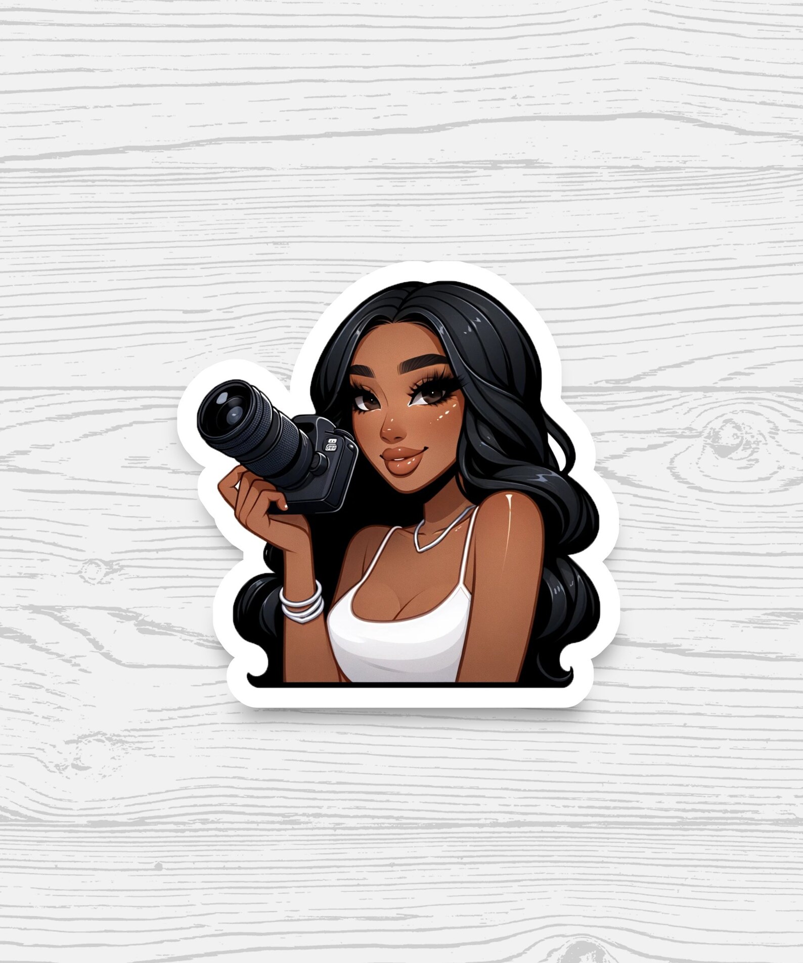 Black Woman Photographer Vlogger Sticker, Creative Content Creator ...