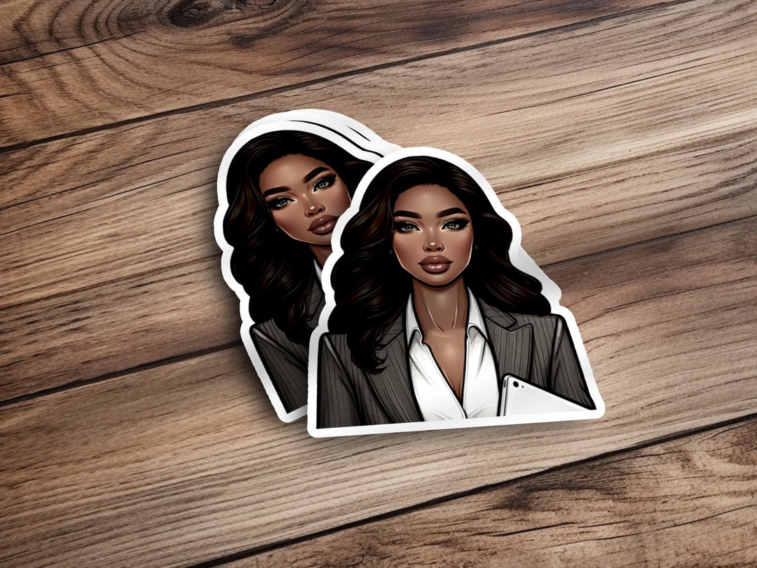 Black Woman Executive CEO Boss Babe Sticker, Empowering Leadership ...
