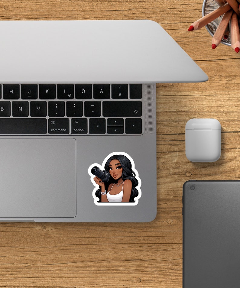 Black Woman Photographer Vlogger Sticker, Creative Content Creator ...