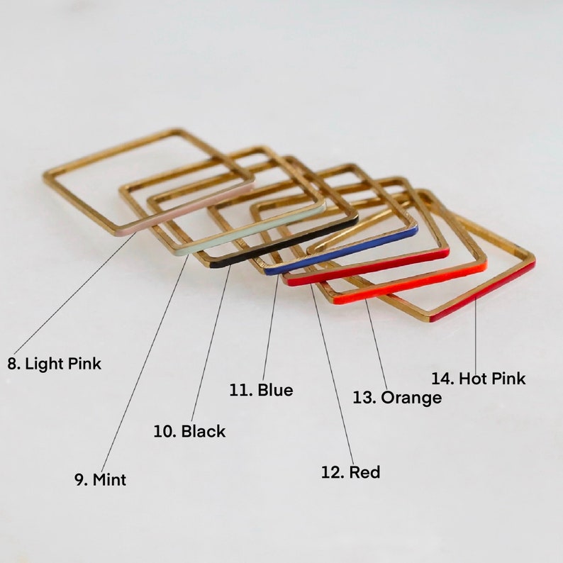 Handmade Enamel Square Ring | Brass Geometric Stacking Ring, Minimalist ...