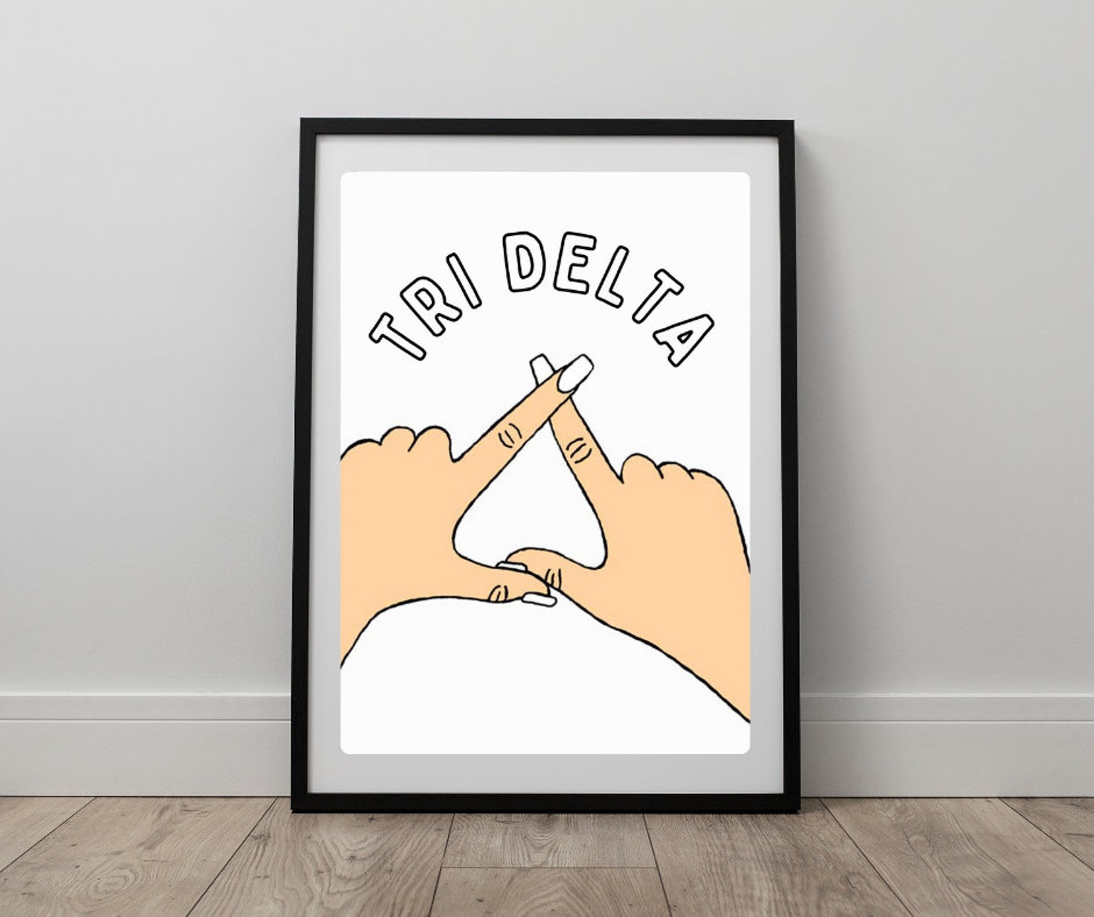 Tri Delta Hands, Black, White, and Beige Wall Print - Etsy