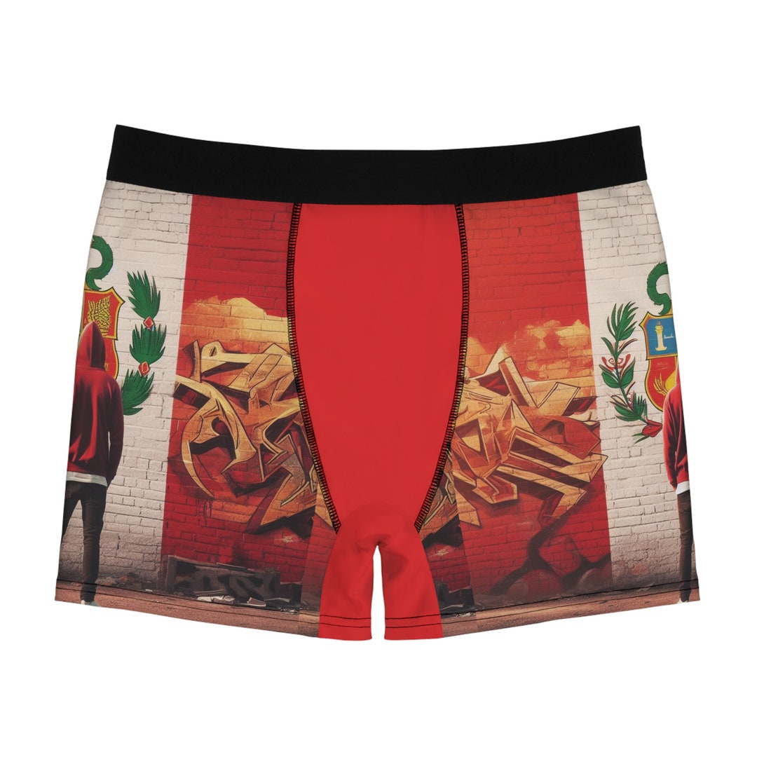 Peru Men's Fitted Trunk Boxer Underwear, Fitted Graffiti Briefs, Men's ...