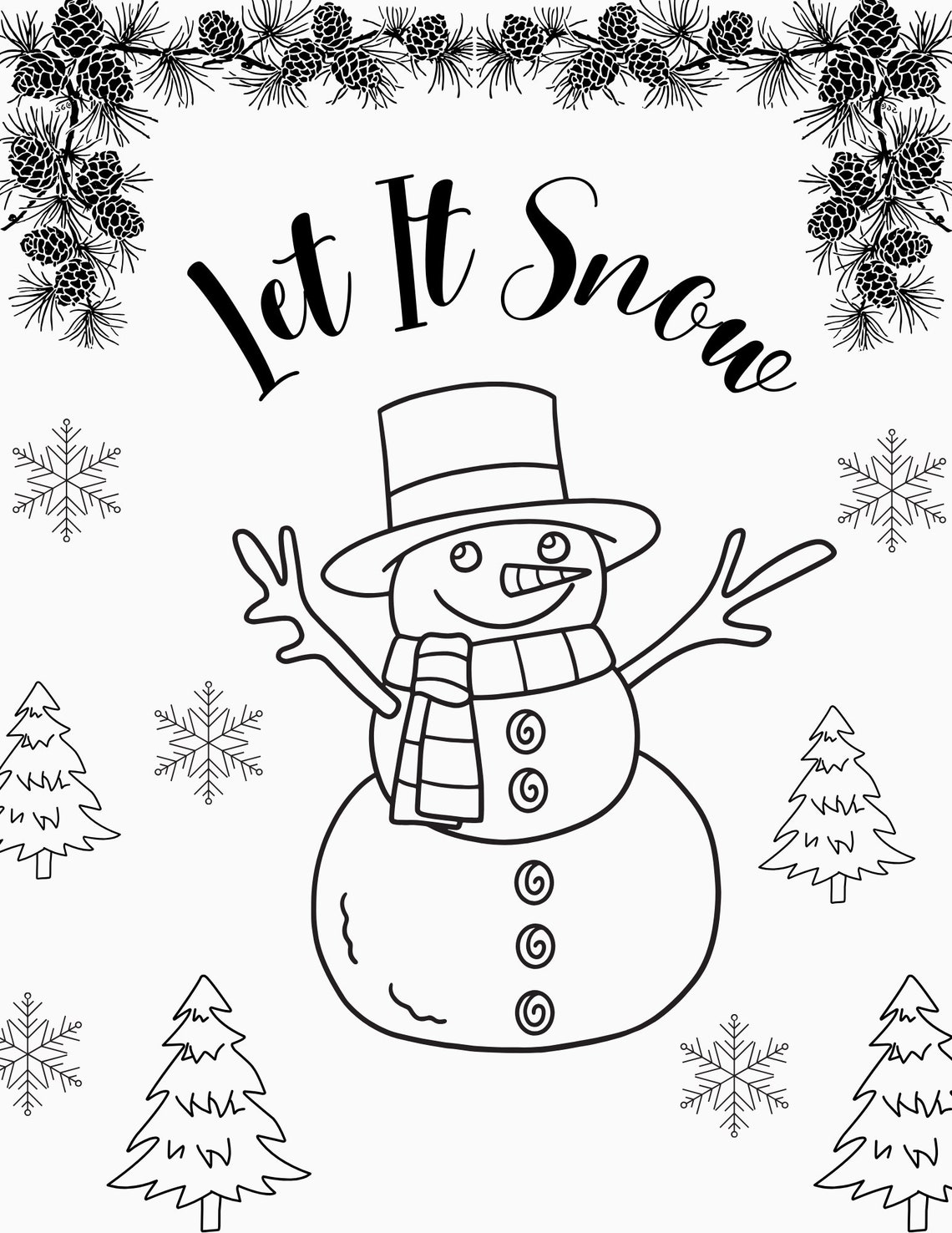 Easy Christmas Coloring Page for Kids, Holiday Activity, Printable ...