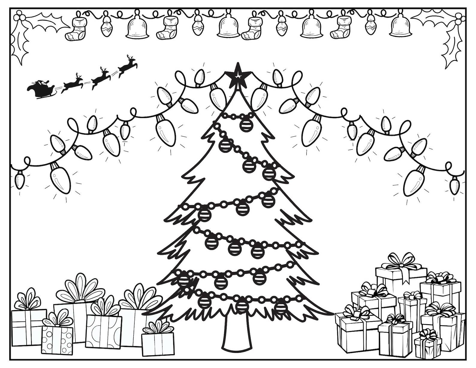 Easy Christmas Coloring Page, Printable Christmas Tree Coloring ...