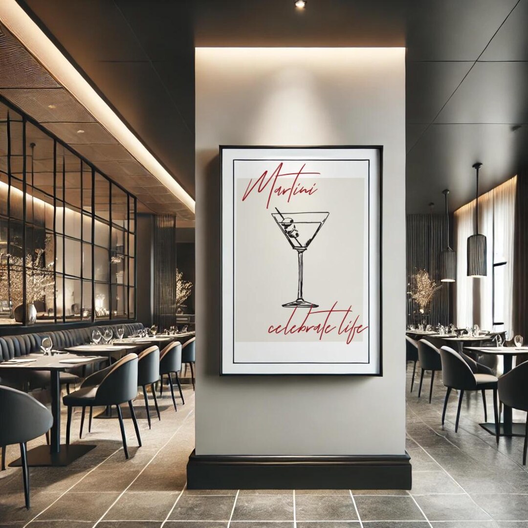 Minimalist Martini Cocktail Print: Bar Decor Art (digital Download) - Etsy
