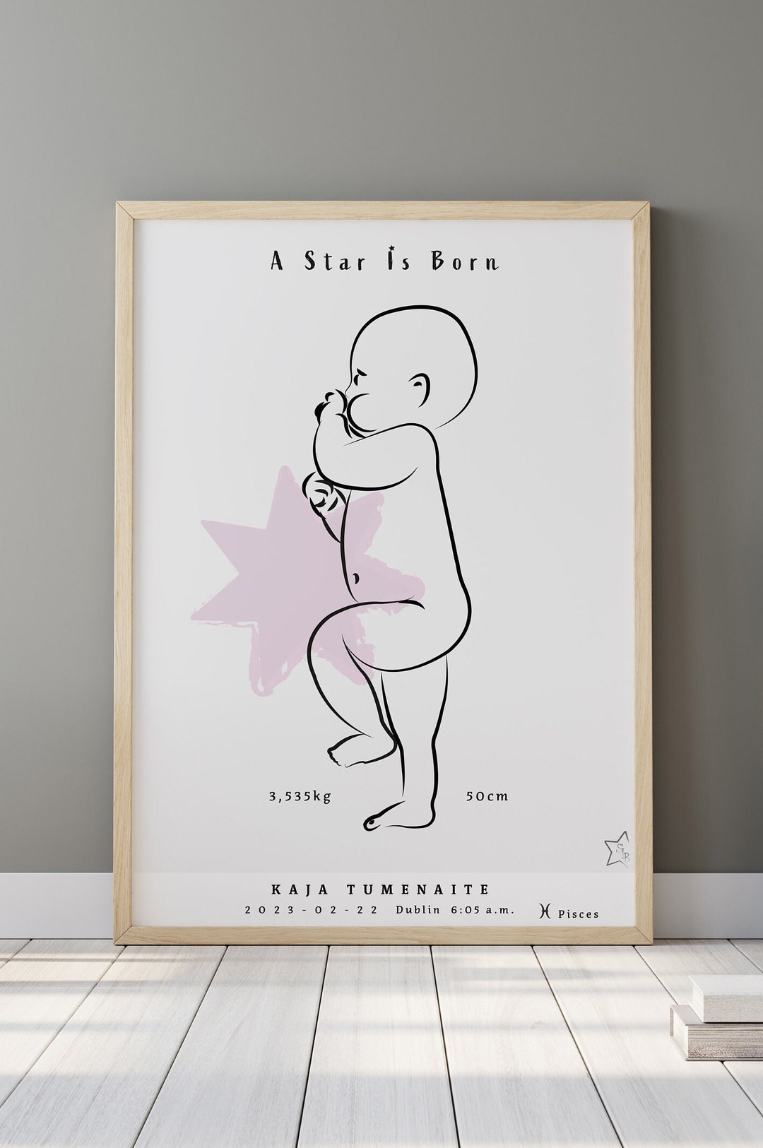 Personalized Birth Print Scandi Decor for Nursery A Shining Star Wall ...