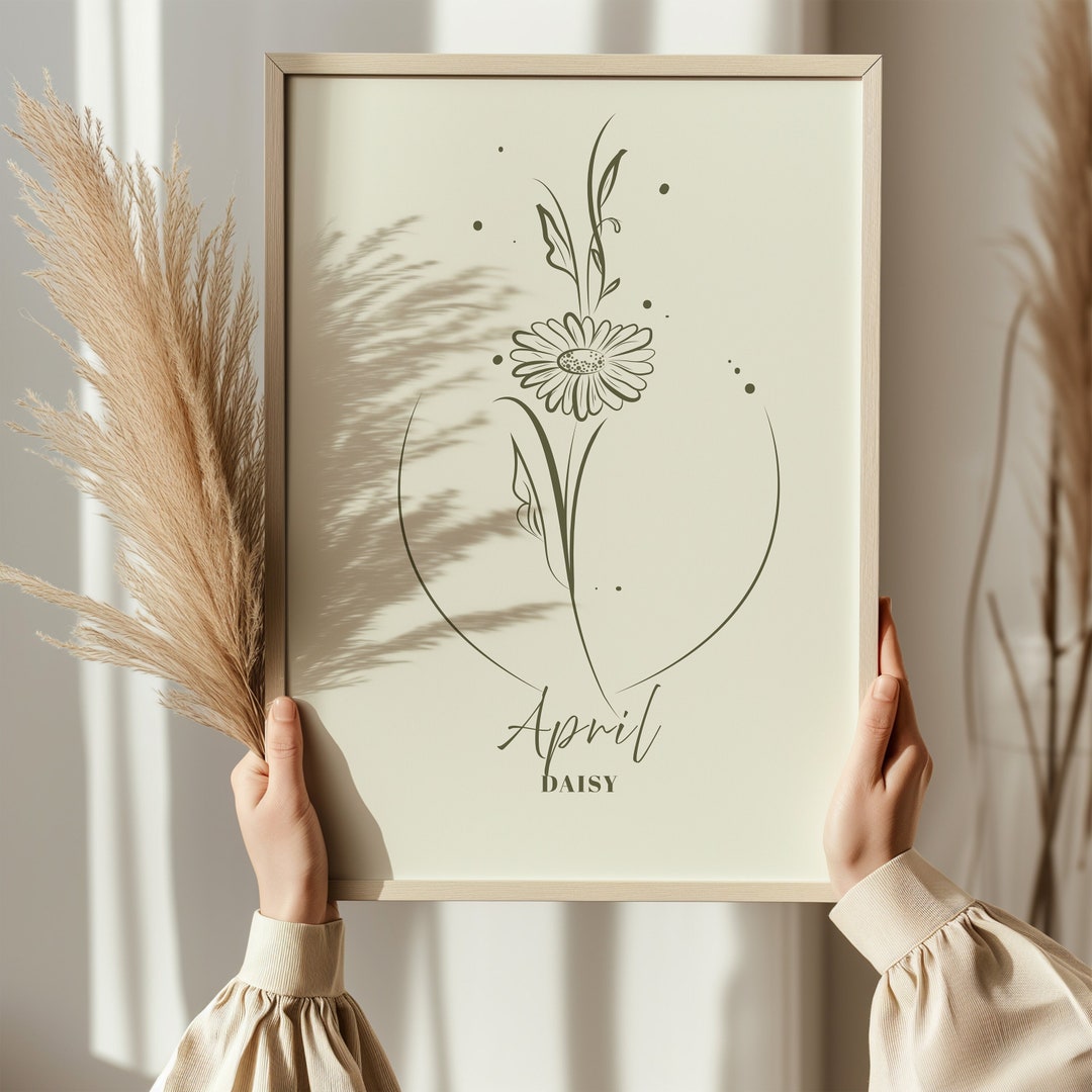 Daisy Flower Print April Birth Month Art Instant Download Etsy