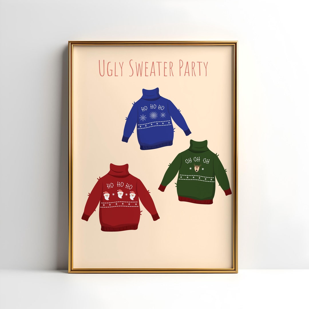 Ugly Sweater Party Printable Instant Download Wall Art for Festive Fun ...