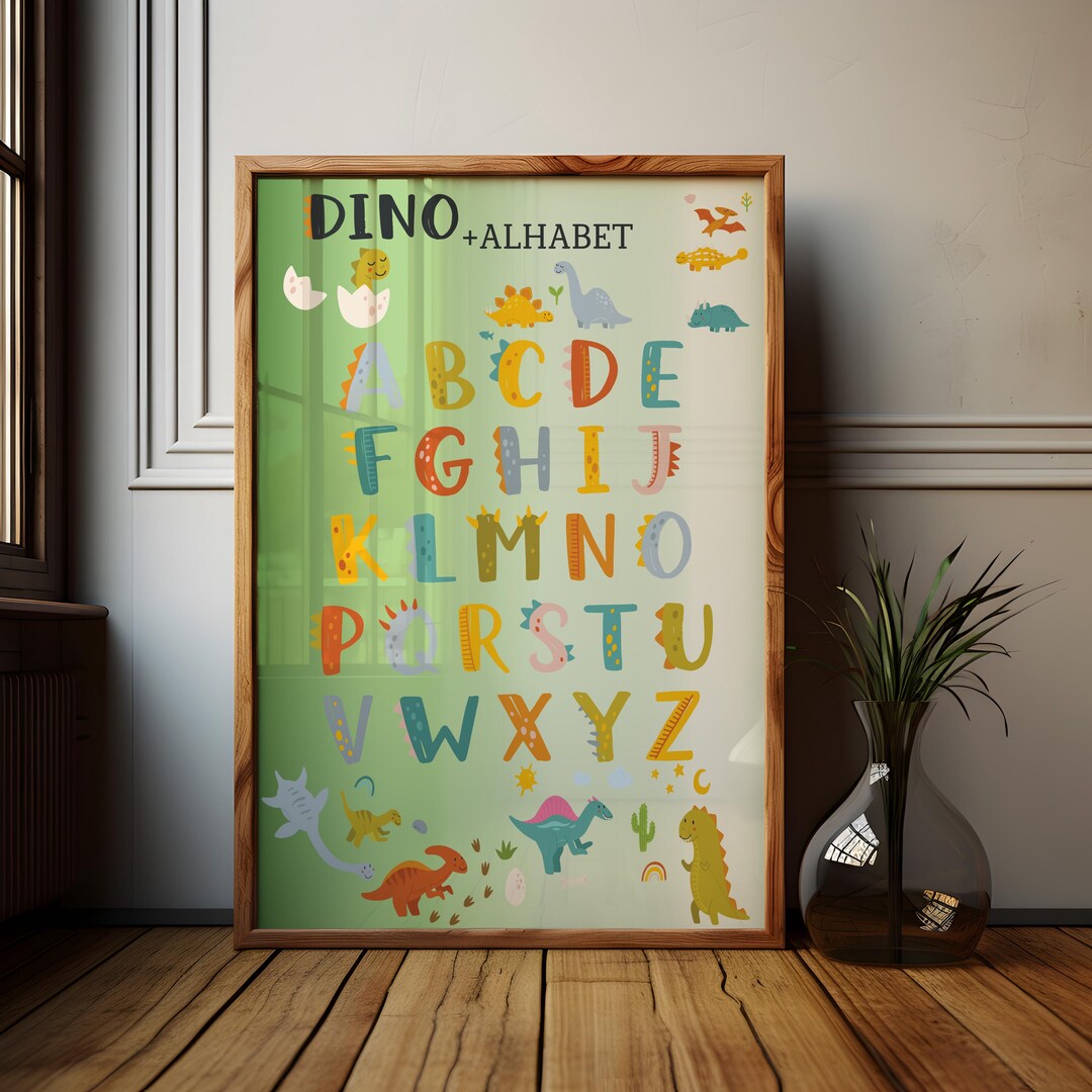 Dinosaur Alphabet Print: Educational Abcs Poster, Kids Nursery Decor ...
