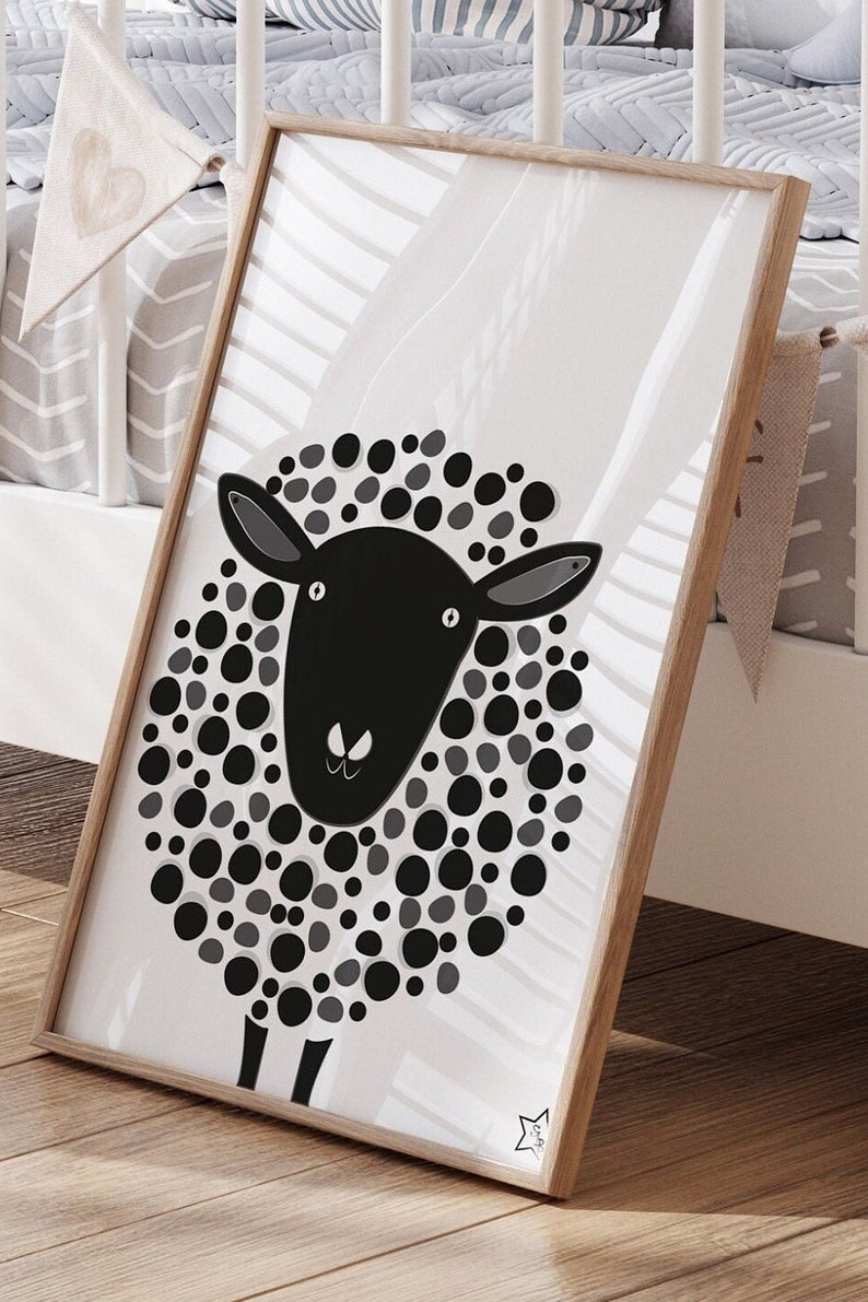 Black and White Sheep Print Nursery Home White Decor Instant Download ...