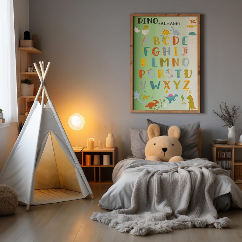 Dinosaur Alphabet Print: Educational Abcs Poster, Kids Nursery Decor ...