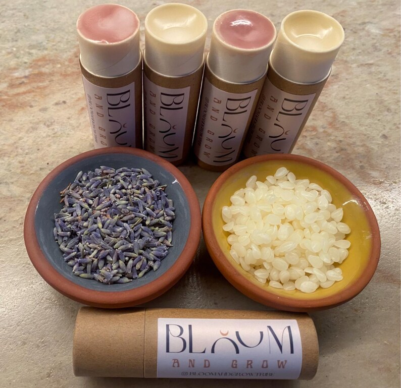 BLOOM & GROW Natural Lavender Lip Balm With Beeswax | Moisturizing ...