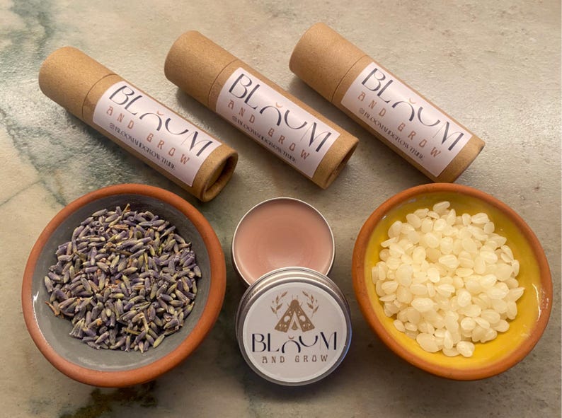 BLOOM & GROW Natural Lavender Lip Balm With Beeswax | Moisturizing ...