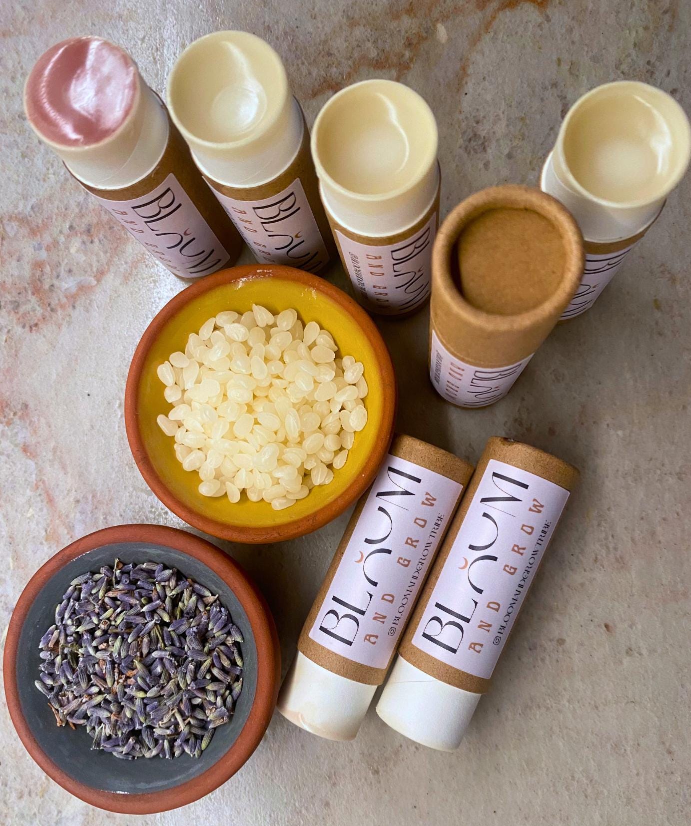 BLOOM & GROW Natural Lavender Lip Balm With Beeswax | Moisturizing ...