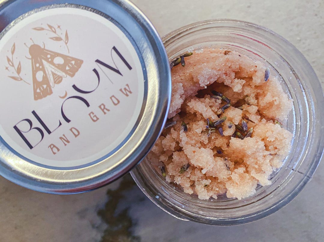 Lavender Bath Salt Scrub in 8 Oz. Glass Jar | Bloom & Grow Body ...
