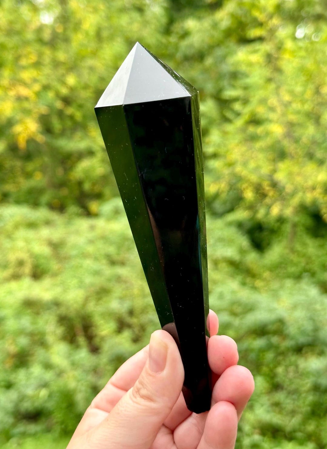 Large Black Obsidian Wand With Stand, Gorgeous Chunky Obsidian ...