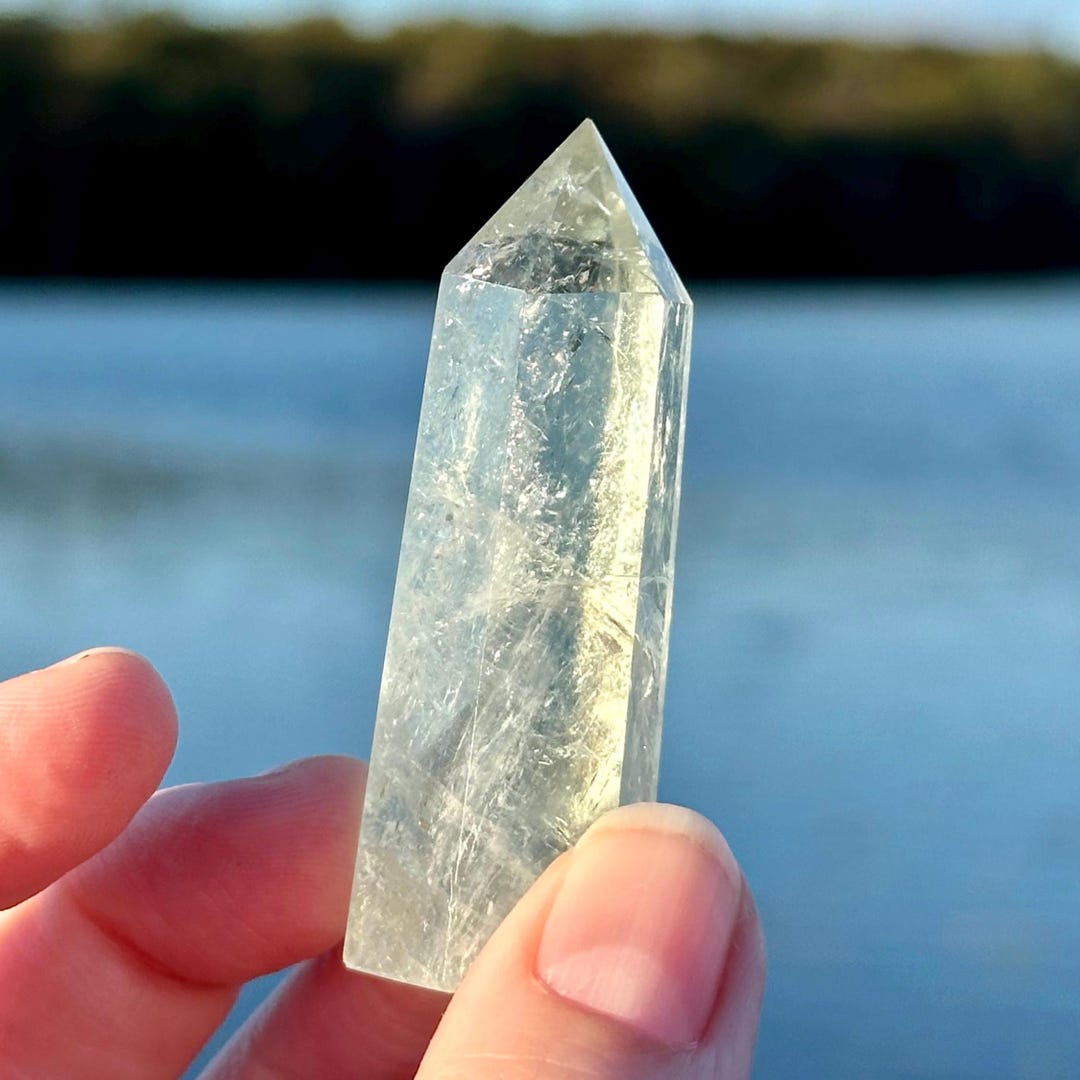 Green Prasiolite Quartz Mini Tower, Polished Point With Rainbows - Etsy