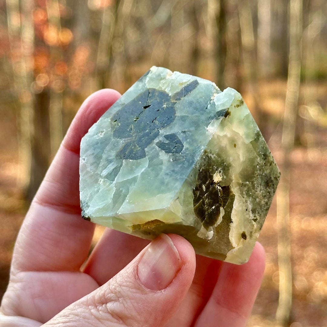 Beautiful Forest Green Epidote in Prehnite Freeform, Vibrant Green ...
