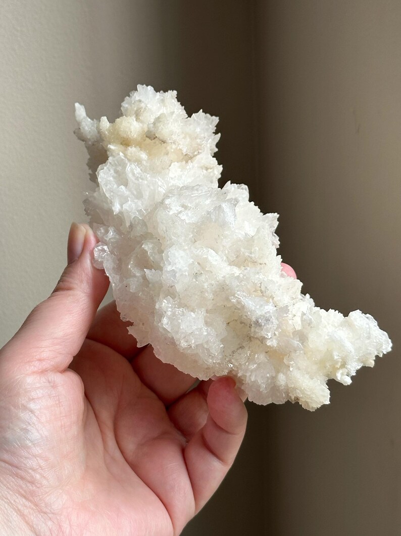 White Aragonite Cluster, Sparkly Cave Calcite Specimen With Stalactite ...
