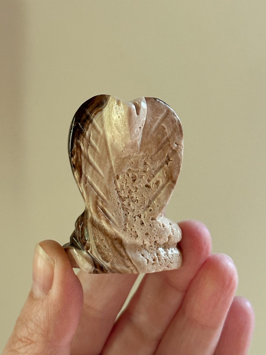 Hand Carved Chocolate Calcite Cobra, Banded Brown Calcite Snake Carving ...