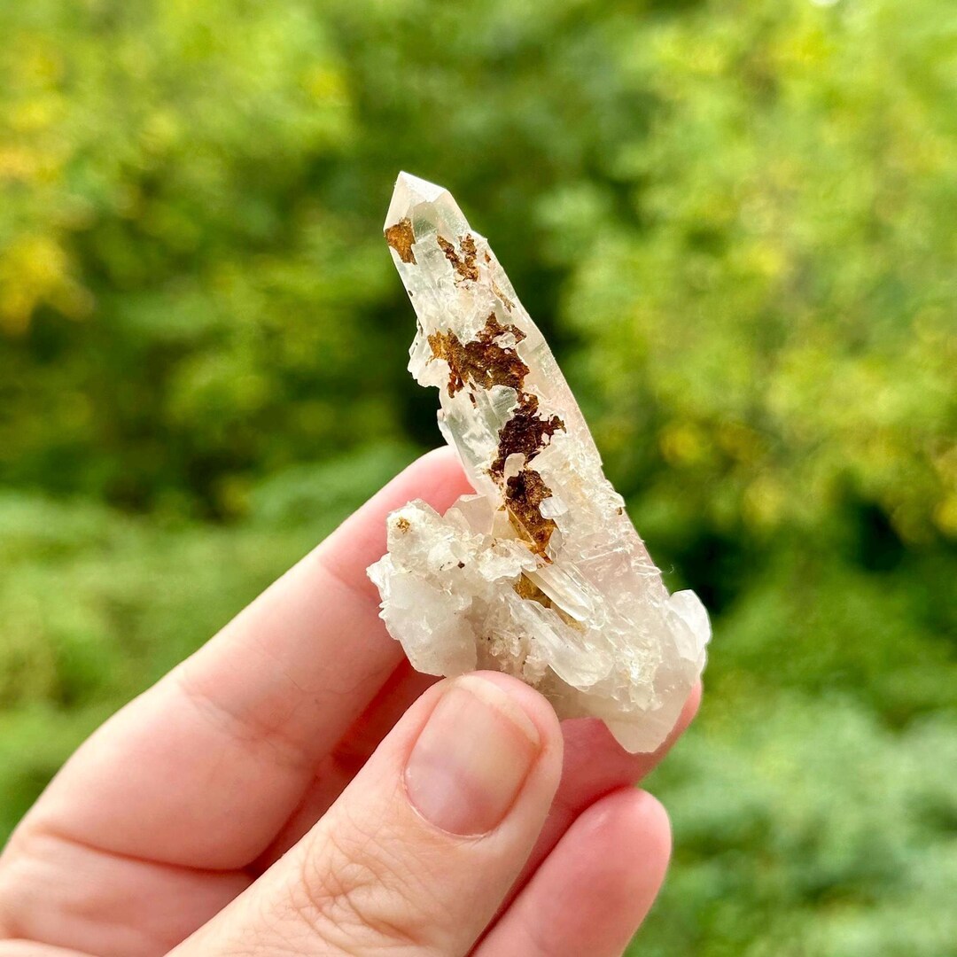 Clear Quartz Cluster With Iron Oxidation, Brazilian Clear Quartz - Etsy