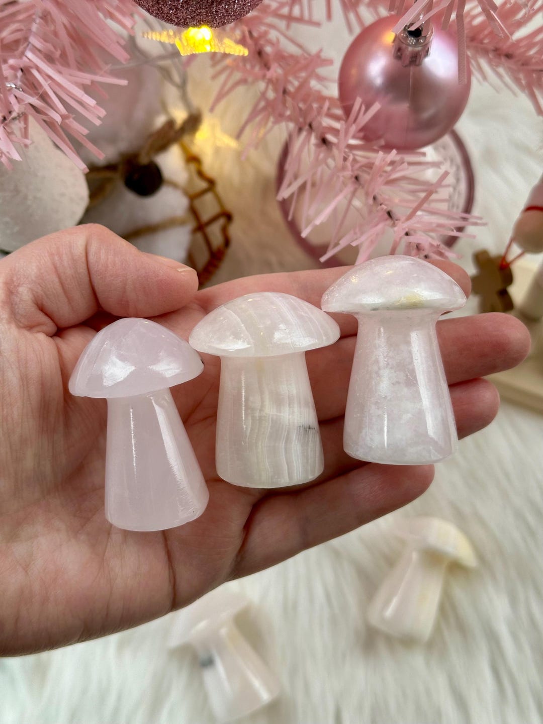 Pink Mangano Calcite Mushroom Carving, Polished Banded Crystal - Etsy