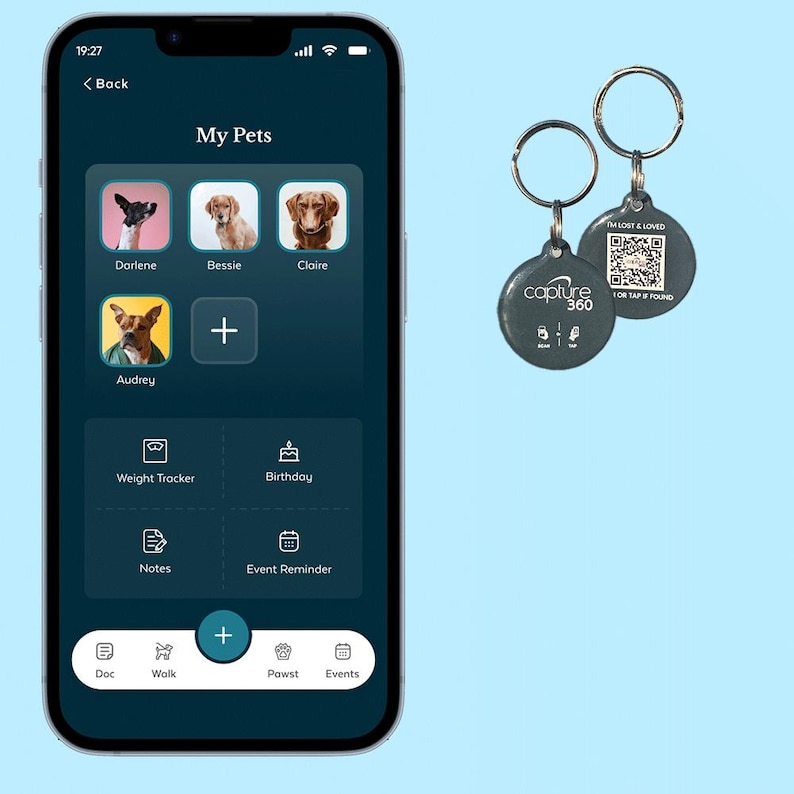 Capture 360 NFC and QR Code Smart Pet ID Tag - Dog & Cat Collar Tag for ...