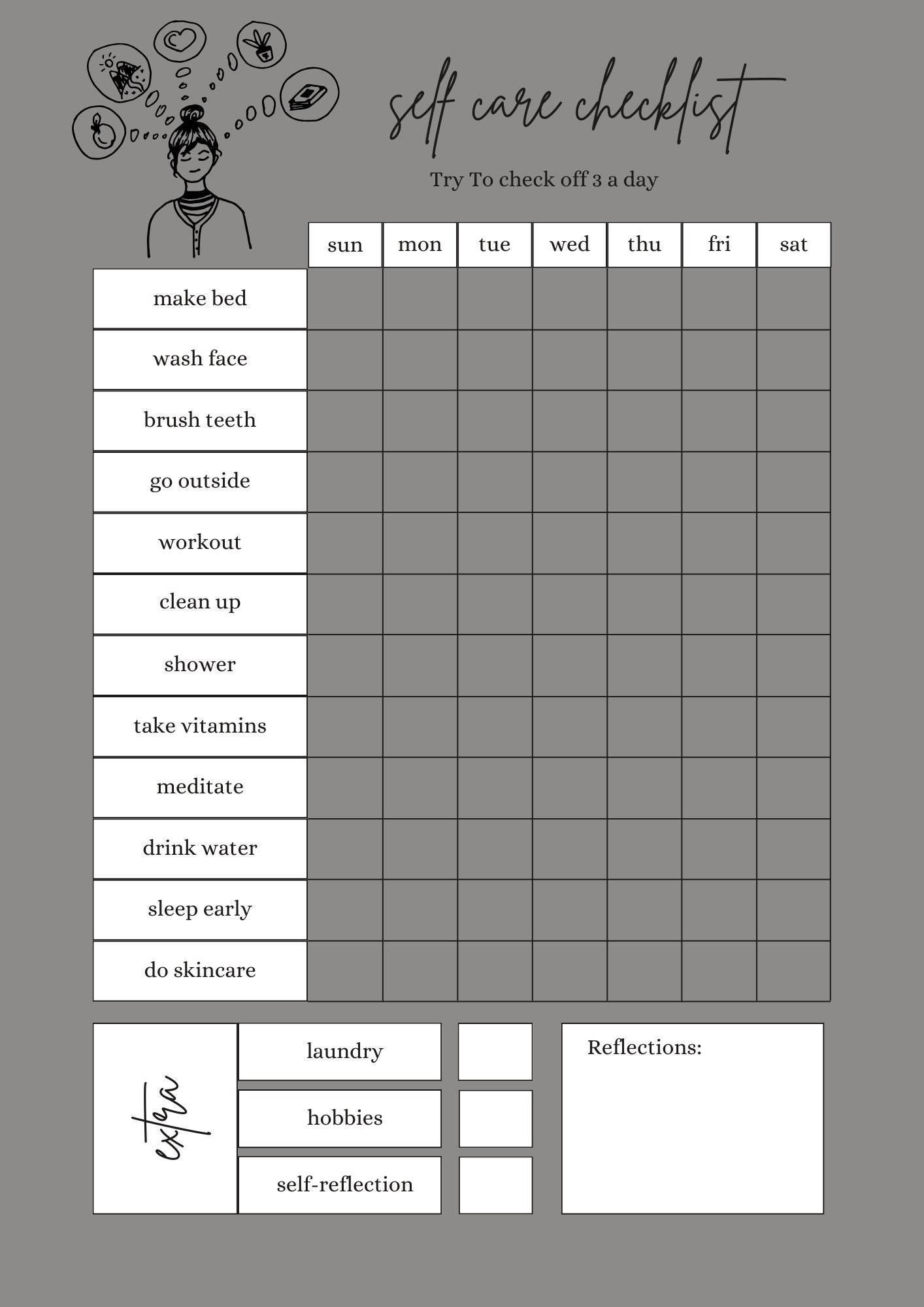 Self Care Weekly Planner-pink - Etsy