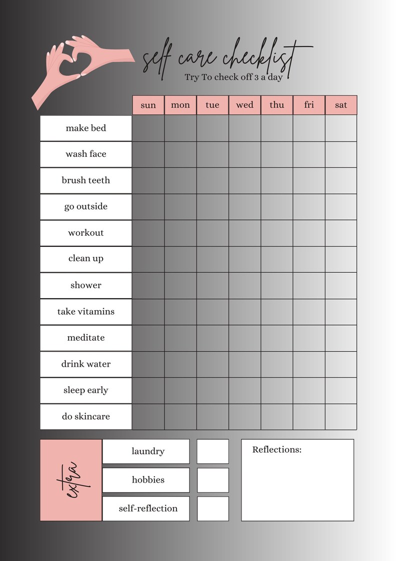 Self Care Weekly Planner-pink - Etsy