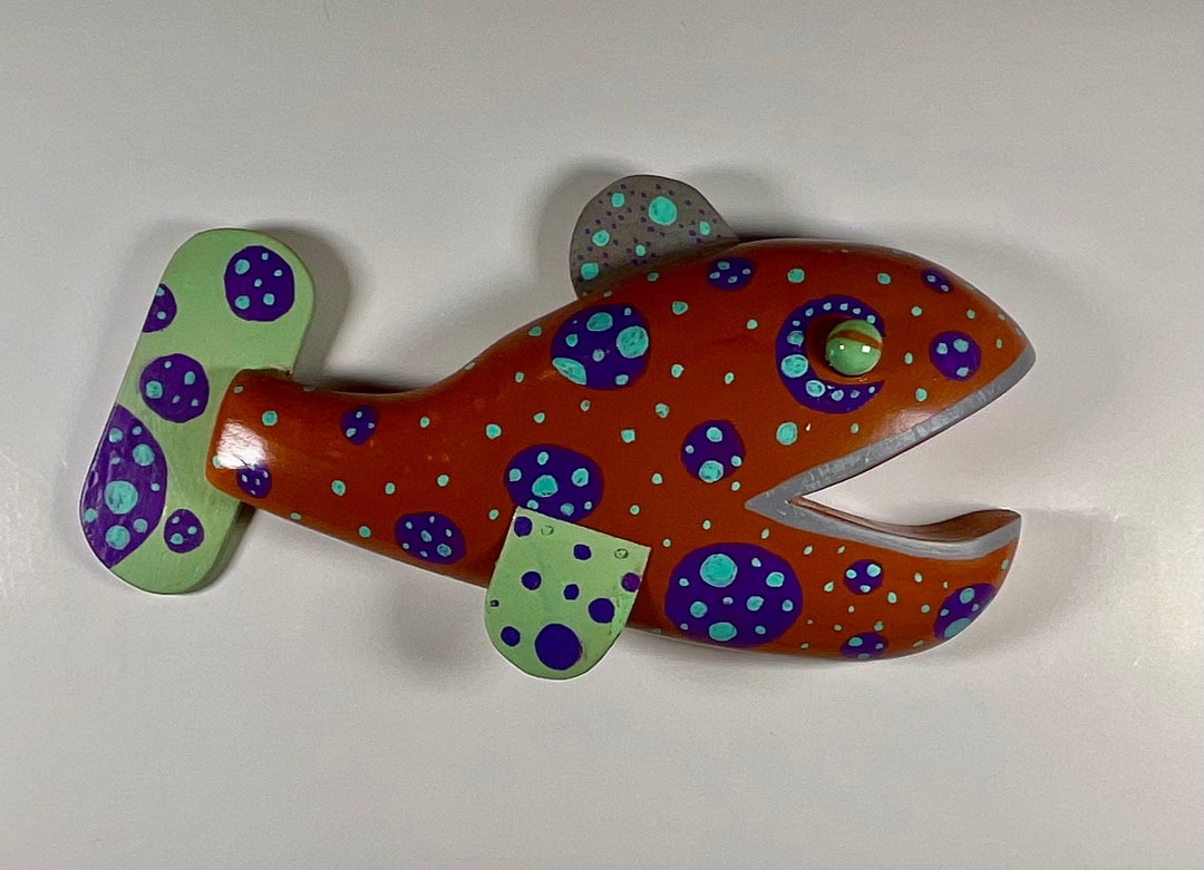 Custom Hand Painted , Hand Carved Wood Fish. Authentic One of a Kind ...