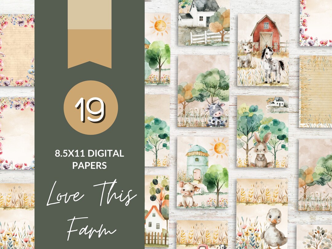 8.5x11 Love This Farm Digital Papers - Etsy
